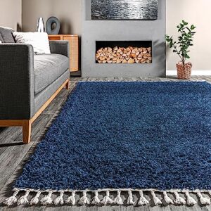 nuLOOM Neva Modern Tasseled Shag Area Rug, 7x9, Blue