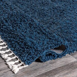 nuLOOM Neva Modern Tasseled Shag Area Rug, 7x9, Blue