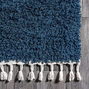 nuLOOM Neva Modern Tasseled Shag Area Rug, 7x9, Blue