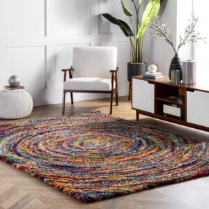 nuloom ardelle swirl shaggy area rug, 7' 10" square, multi