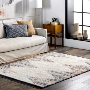 nuloom morgan contemporary shag fringe area rug, 5x8, multi