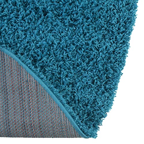 Rugs.com - Über Cozy Solid Shag Collection Rug – 8' x 10' Oval Turquoise Shag Rug Perfect for Living Rooms, Large Dining Rooms, Open Floorplans