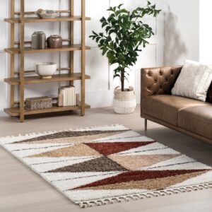 nuloom kali shaggy diamond tassel clearance area rug, 5x8, multi