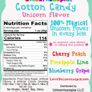 Unicornucopia Cotton Candy 3oz - 6 Flavor Rainbow Cotton Candy - Unicorn Birthday Party Favors Candy for Party Bags - Individual Cotton Candy Favors Goodie Bag Stuffers Bulk Carnival Candy Rainbow Party Favor for Kids Birthday