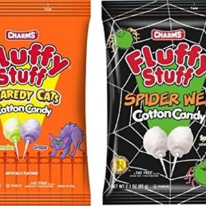 Halloween Cotton Candy, Assorted Fruit Flavored Candy, Goody Bag Fillers for Boys or Girls, 2.1 oz, 2 Pack