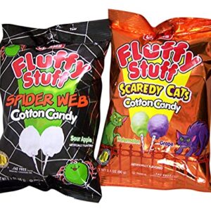 Halloween Cotton Candy, Assorted Fruit Flavored Candy, Goody Bag Fillers for Boys or Girls, 2.1 oz, 2 Pack