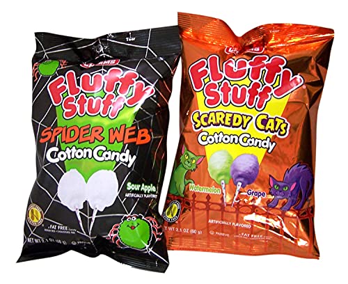 Halloween Cotton Candy, Assorted Fruit Flavored Candy, Goody Bag Fillers for Boys or Girls, 2.1 oz, 2 Pack