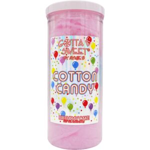 gotta b sweet birthday cake flavored cotton candy - 4.5 oz reclosable jar - blue, pink and white - made in usa