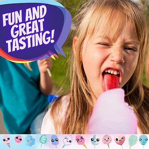 Lupy Lups! Sugar Mix Kit Floss Sugar With 3 count -14.10 oz Plastics Jars of Blue Raspberry, Purple Grape & Pink Cherry- Create Delicious Fluffy Cotton Candy - Cotton Candy also floats atop beverages! (Sugar Mix)