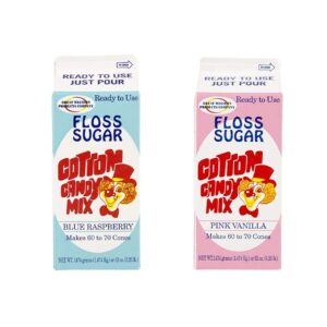 Concession Essentials Cotton Candy Floss Sugar -2pk- Blue Raspberry and Pink Vanilla Flavor One Of Each (3.25lb Total )