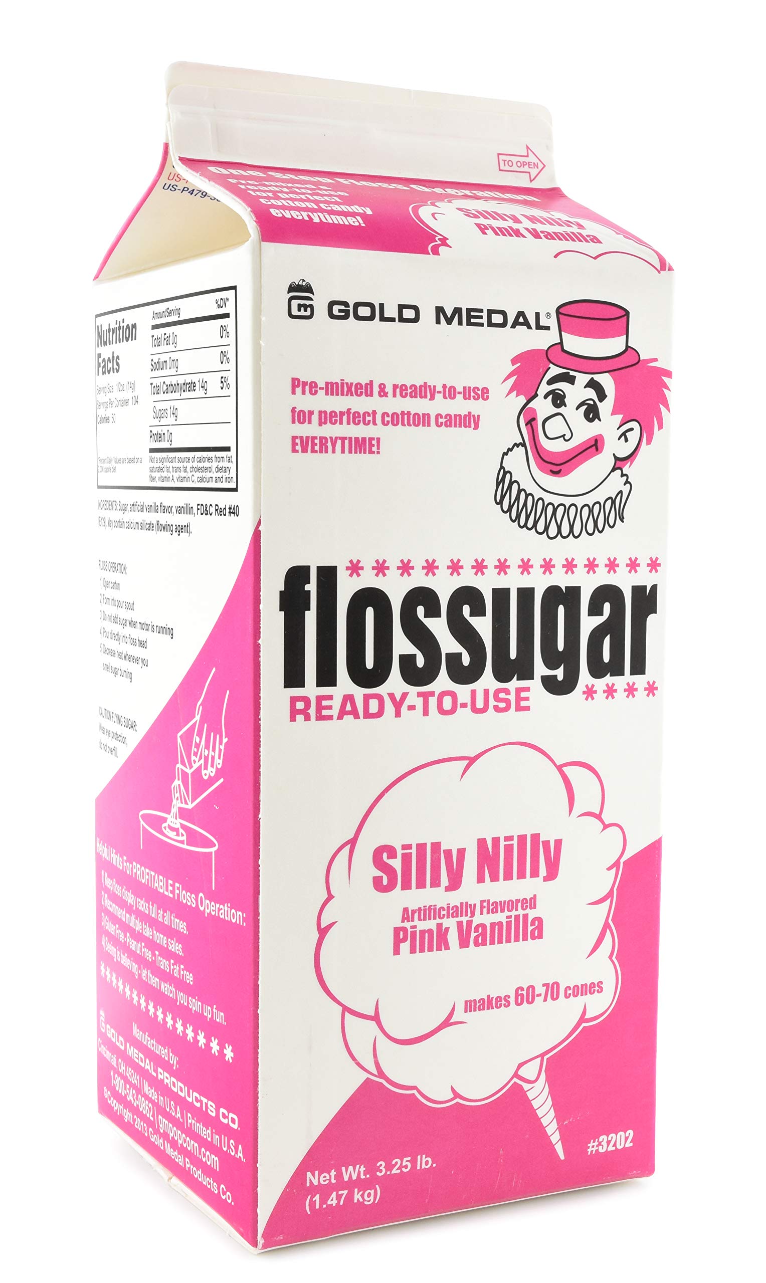 Gold Medal Variety Candy Flossugar (Blue Raspberry and Pink Vanilla) , 52 oz - 1/2 Gallon, 2 Pack