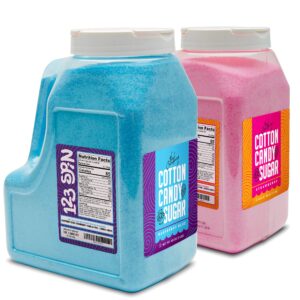 the candery cotton candy floss sugar 6lbs 96oz jars- 2 pack strawberry and raspberry