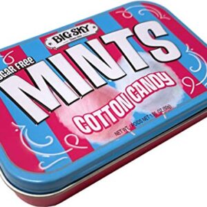 Big Sky Sugar Free Cotton Candy Mint Candy, 50g Tin - 6 Count Display Tray