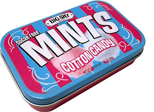 Big Sky Sugar Free Cotton Candy Mint Candy, 50g Tin - 6 Count Display Tray