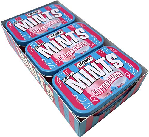 Big Sky Sugar Free Cotton Candy Mint Candy, 50g Tin - 6 Count Display Tray