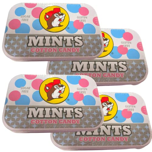 Buc-ee's Sugar Free Cotton Candy Flavored Breath Mints, Gluten Free, Four Tins of 50 Mints (200 Mints Total)