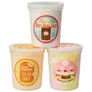 ice cream classics cotton candy gift set of 3 root beer float, orange dreamsicle, banana split - unique ideas for holidays, birthdays, gag gifts, party favors