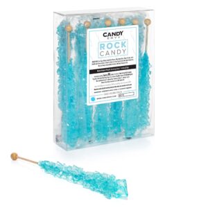 candy envy - light blue rock candy sugar sticks - cotton candy flavored - 12 indiv. wrapped