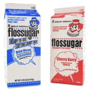 gold medal cotton candy flossugar, blue raspberry and cherry, 52 oz - 1/2 gallon, 2 pack