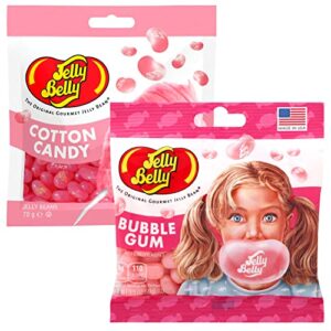 jelly belly bubble gum and pink cotton candy jelly beans, pack of 2, 3.5 oz each pack