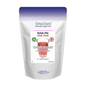 gramzero cotton candy zero calorie sugar free drink mix, great for nutrition club loaded tea, stevia sweetened