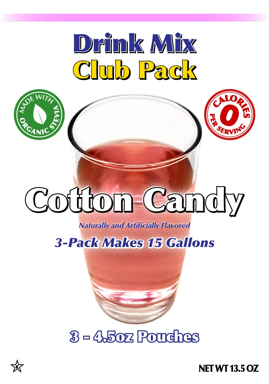 GramZero Cotton Candy Zero Calorie Sugar Free Drink Mix, Great For Nutrition Club Loaded Tea, Stevia Sweetened