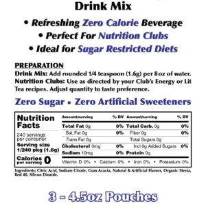 GramZero Cotton Candy Zero Calorie Sugar Free Drink Mix, Great For Nutrition Club Loaded Tea, Stevia Sweetened