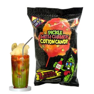 lupy lups! cotton candy pickle with chili chamoy- family size 5 oz - drinks topper - margaritas cocktails- party piñata