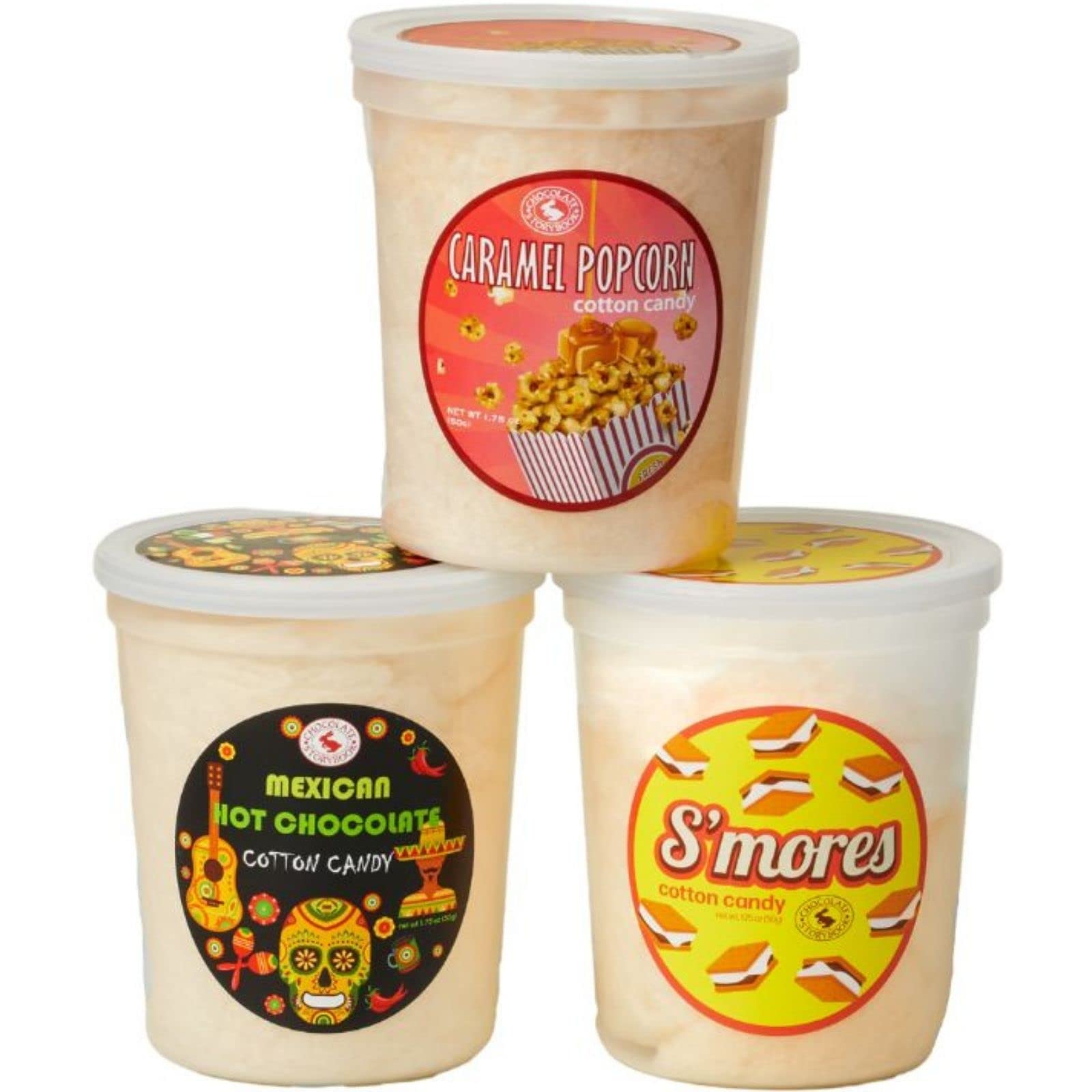 Campfire Classics Cotton Candy Gift Set of 3 Caramel Popcorn, Mexican Hot Chocolate, S'mores - Unique ideas for Holidays, Birthdays, Gag Gifts, Party Favors