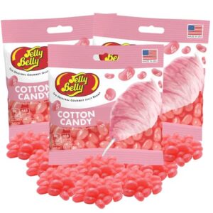 jelly bean cotton candy flavored beans, pink carnival themed gourmet chewy candy for boys or girls, shareable bagged candies, pack of 3, 3.5 ounces