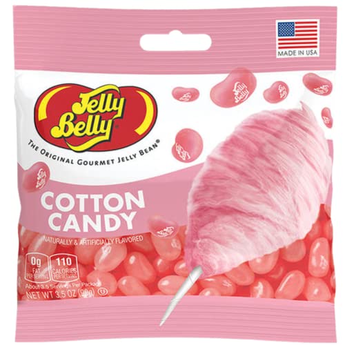 Jelly Bean Cotton Candy Flavored Beans, Pink Carnival Themed Gourmet Chewy Candy for Boys or Girls, Shareable Bagged Candies, Pack of 3, 3.5 Ounces