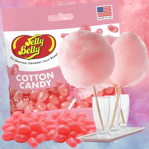 Jelly Bean Cotton Candy Flavored Beans, Pink Carnival Themed Gourmet Chewy Candy for Boys or Girls, Shareable Bagged Candies, Pack of 3, 3.5 Ounces