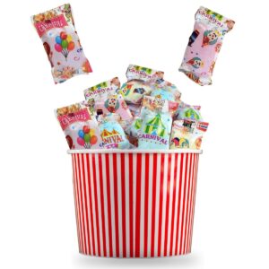 lupy lups! cotton candy bags carnival desing - assorted flavors- individual package big bulk 0.53 oz each - pastel candy for stocking, treats, party favors, buffet table pinata (carnival 120 pack)