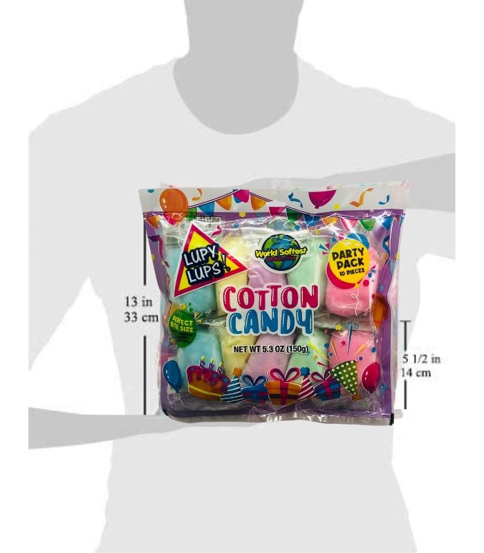 Lupy Lups! Cotton Candy Bags Carnival Desing - Assorted Flavors- Individual Package Big Bulk 0.53 oz each - Pastel Candy for Stocking, Treats, Party Favors, Buffet table Pinata (Carnival 120 Pack)