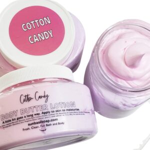 pink cotton candy whipped body butter lotion. sweet skin cream. summer moisturizer. gift for her