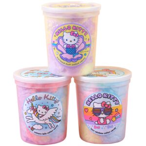 hello kitty cotton candy (gift set of 3) sour rainbow, unicorn, mermaid fluff - unique ideas for holidays, birthdays, gag gifts, party favors…