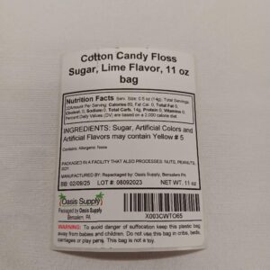 Cotton Candy Floss Sugar (Green Lime, 11 oz) – Cotton Candy Flavoring Super Floss Makes 44 Medium Cones - Candy Supplies