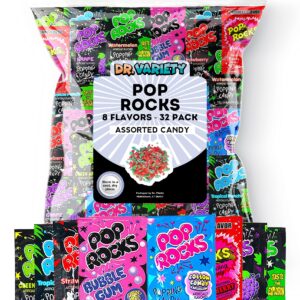 Pop Rocks Candy Variety Mix - 32 Pack of 8 Flavors - Retro Crackling Rock Candy - Bulk Pack Includes Tropical Punch, Bubble Gum, Cherry, and Much More