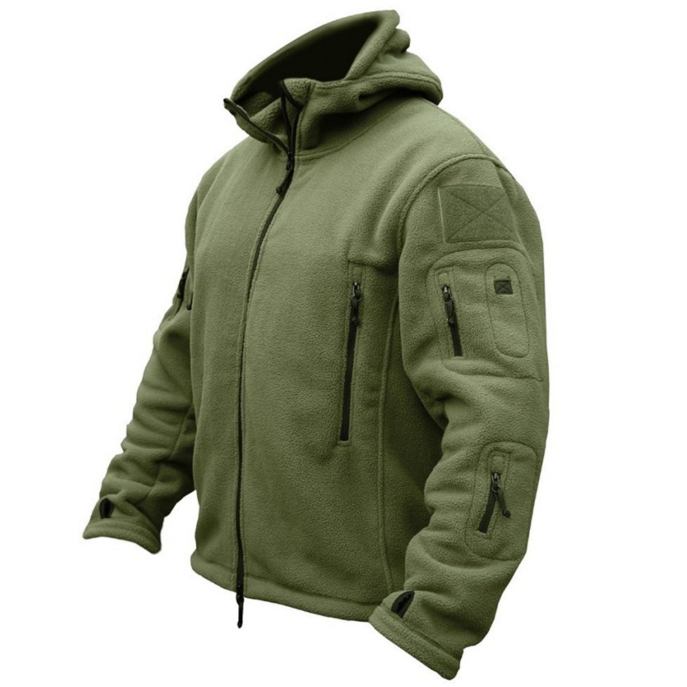 ReFire Gear Men's Warm Military Tactical Sport Fleece Hoodie Jacket,Army Green,XX-Large