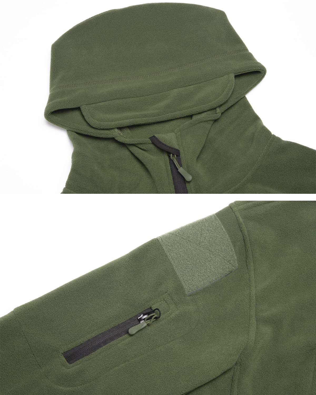 ReFire Gear Men's Warm Military Tactical Sport Fleece Hoodie Jacket,Army Green,XX-Large