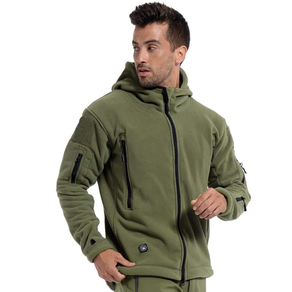 ReFire Gear Men's Warm Military Tactical Sport Fleece Hoodie Jacket,Army Green,XX-Large