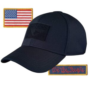 condor fitted cap bundle (we the people & usa patches) - navy blue - small/med