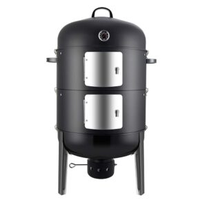 realcook charcoal bbq smoker grill - 20 inch vertical smoker for outdoor cooking grilling