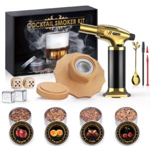 ogery cocktail smoker kit with torch, whiskey smoker kit with 4 flavors wood chips, mens gifts, old fashioned drink smoker infuser kit, fathers day birthday gifts for men, dad, husband (no butane)