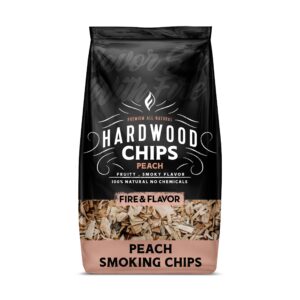 fire & flavor premium all natural wood chips for smoker - wood chips for smoking - smoker wood chips - smoker accessories gifts for men and women - peach - 2lbs