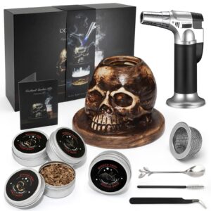 cocktail smoker kit with torch & 4 flavors wood smoker chips, itayga ceramics whiskey smoker kit for cocktails, whiskey, drinks, bourbon - unique gifts for men/father/husband/friends(no butane)