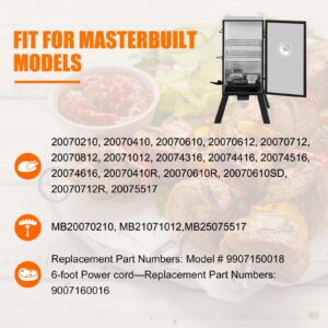 Hisencn Grill Heating Element Replacement Parts for Masterbuilt 30-inch Electric Smokers 20070210/MB20070210, with Adjustable Thermostat Cord Controller for Most Smokers and Grills 1500 Watt 110 Volt