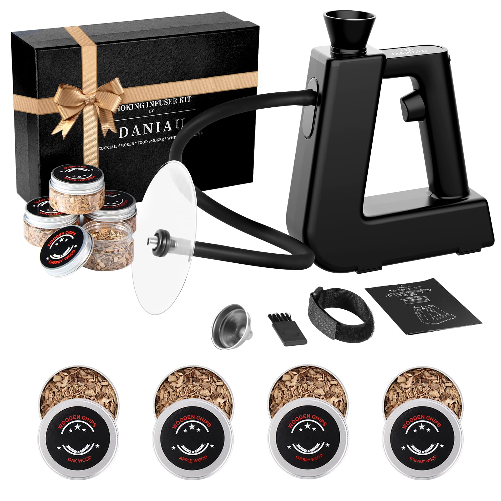 Cocktail Smoker Kit, Smoking Gun for Food, Old Fashioned Cocktail Whiskey Drink Smoker Infuser Kit, Bourbon Gifts for Father's Day (Without Torch)