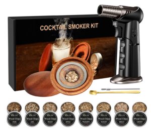 cocktail smoker kit with torch, [8 flavors wood chips] domxty old fashioned cocktail kit/bourbon/whiskey smoker infuser kit for coffee and flavor drink, gifts for men, father & husband (no butane)