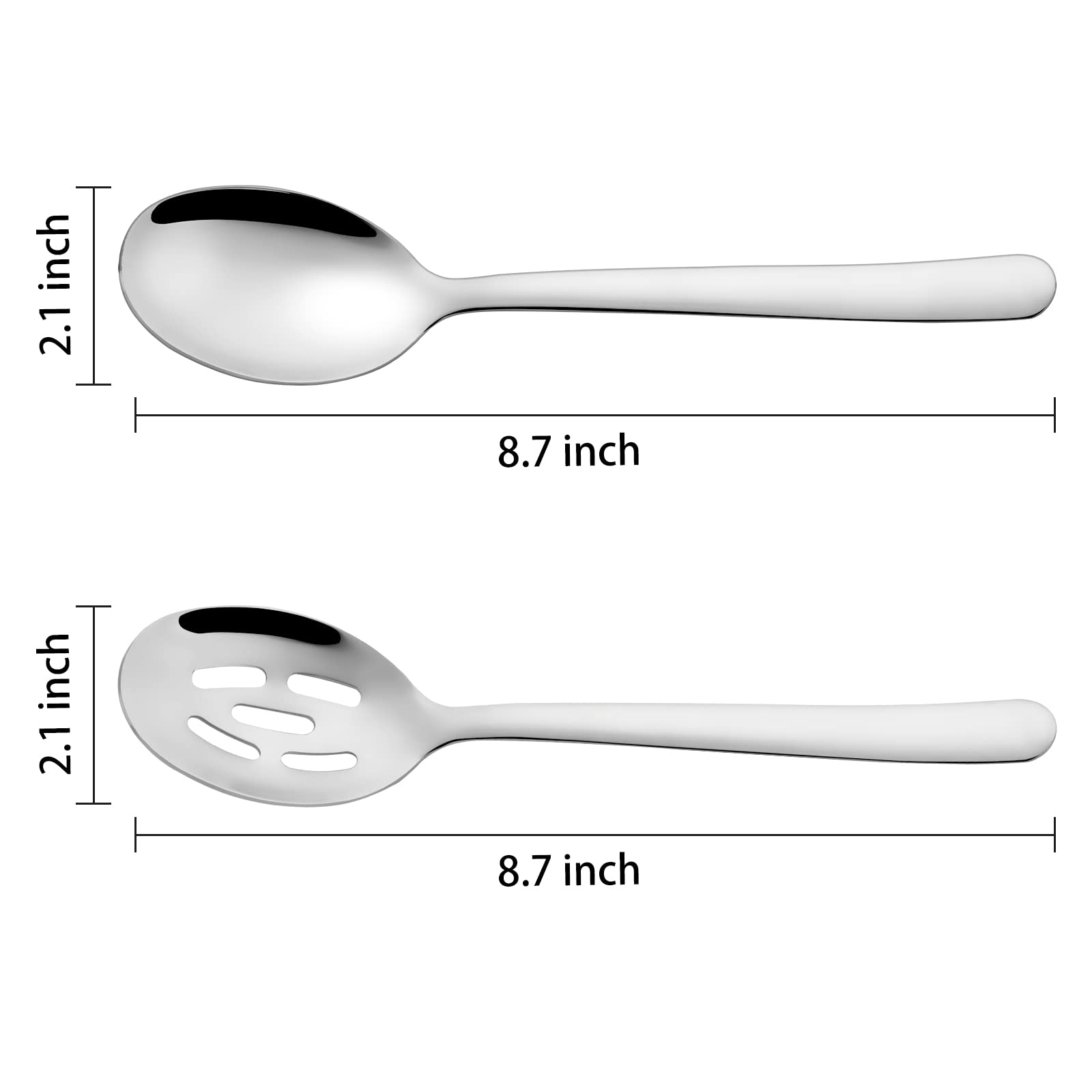 Serving Spoons x2, Slotted Spoons x2, 8.7 inches Utility Advanced Performance Skimmer Perforated, 304（18/8） Stainless Steel Serving Spoons Set for Buffet Can Banquet Cooking Kitchen Basics